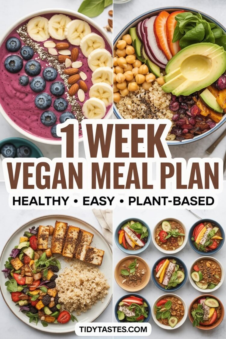 1 Week Vegan Meal Plan (Simple, Balanced & Easy to Follow) - Tidy Tastes